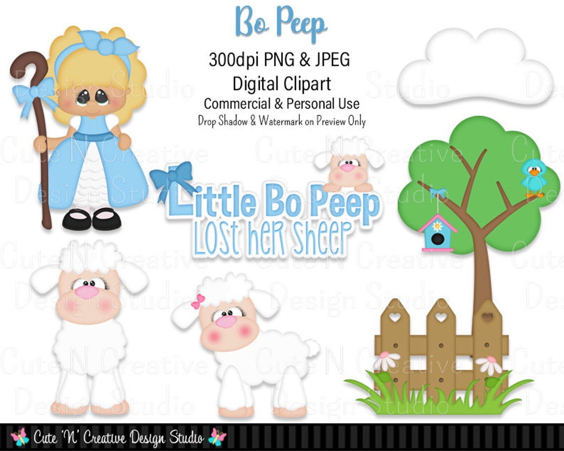 Bo Peep Digital Clip Art Set ~ Graphics Kristi W Designs Personal & Commercial Use Scrapbooking ...