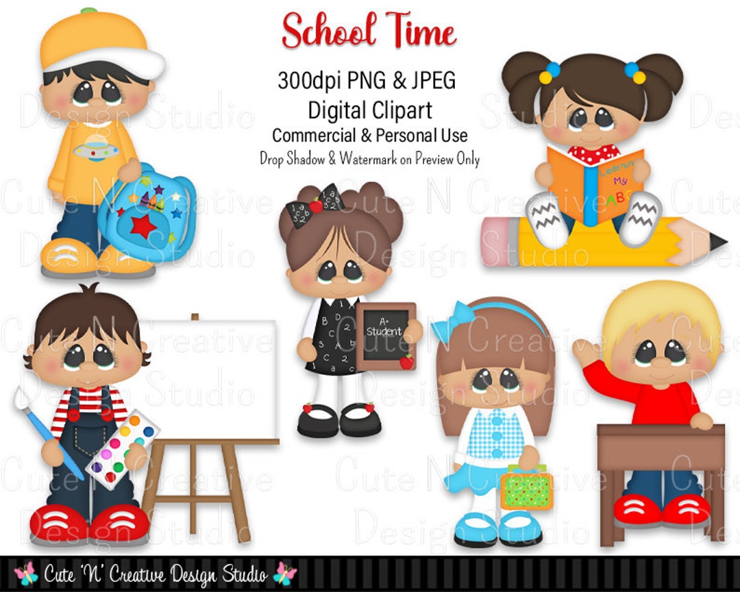 School Time Digital Clip Art Set ~ Graphics Kristi W Designs Personal ...