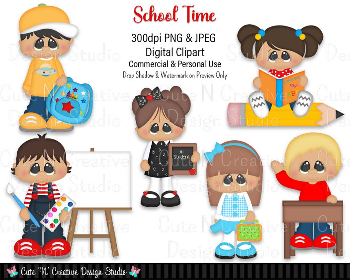 School Time Digital Clip Art Set ~ Graphics Kristi W Designs Personal ...