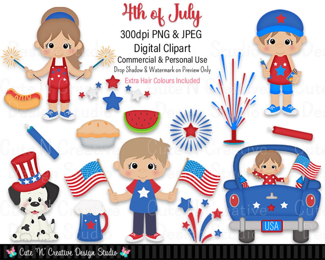 4th of July Digital Clip Art Set Graphics Kristi W Designs Personal ...