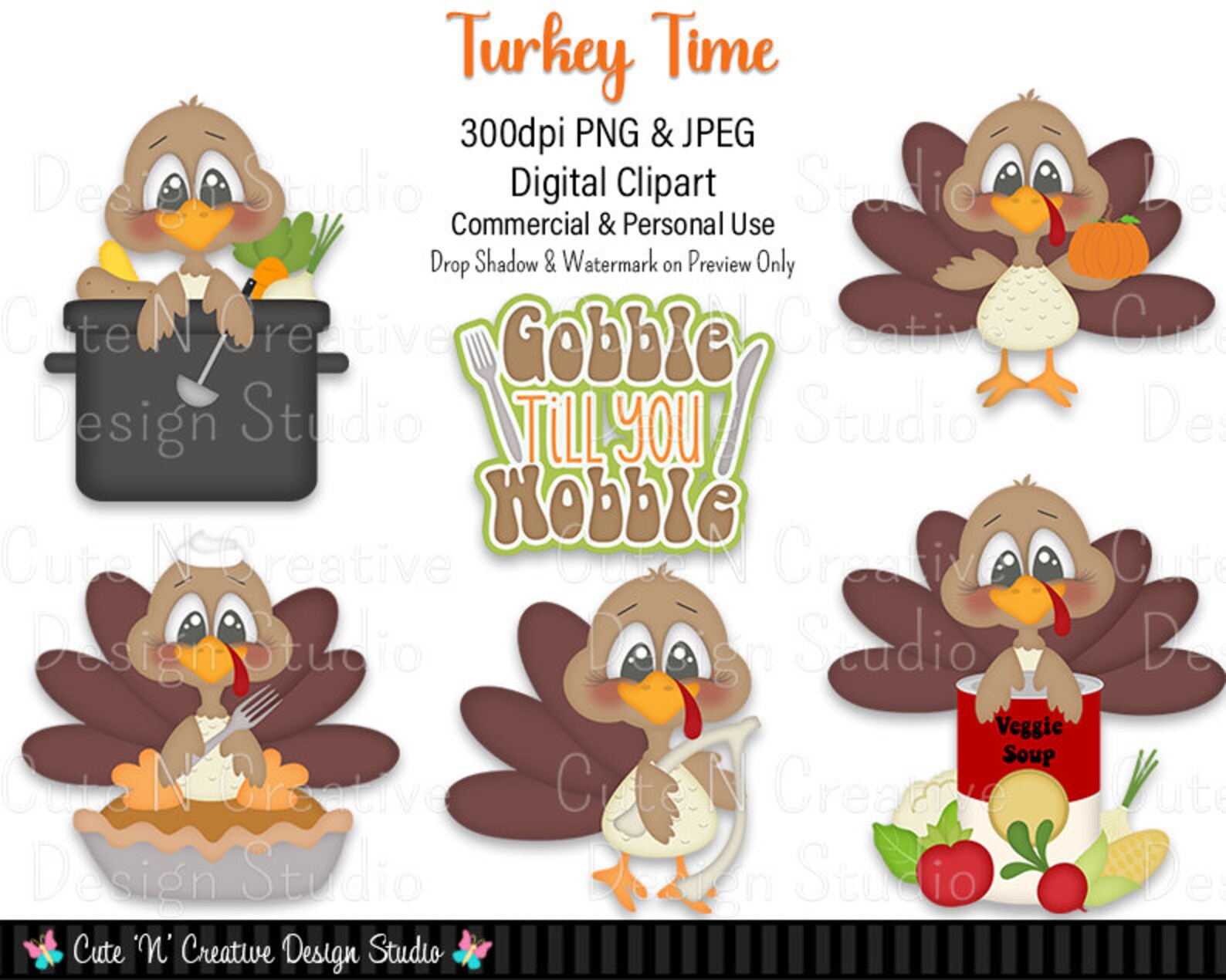 Turkey Time Digital Clip Art Set ~ Graphics Kristi W Designs Personal ...