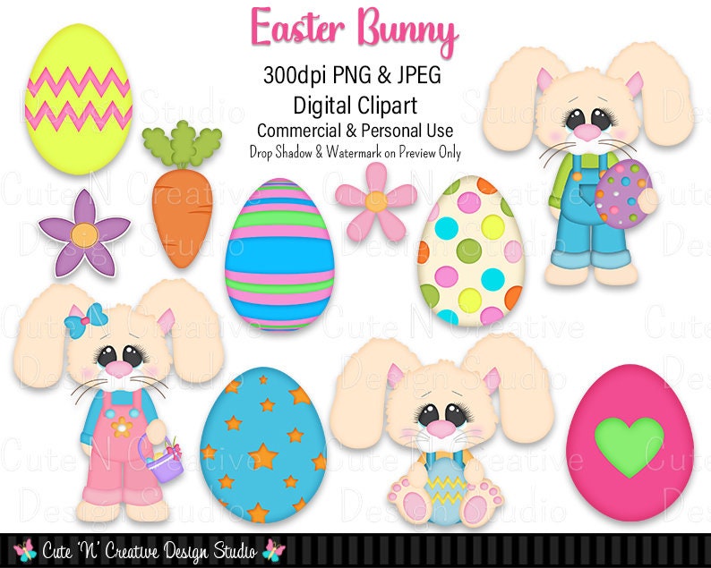 Easter Bunny2 Digital Clip Art Set ~ Graphics Kristi W Designs Personal ...