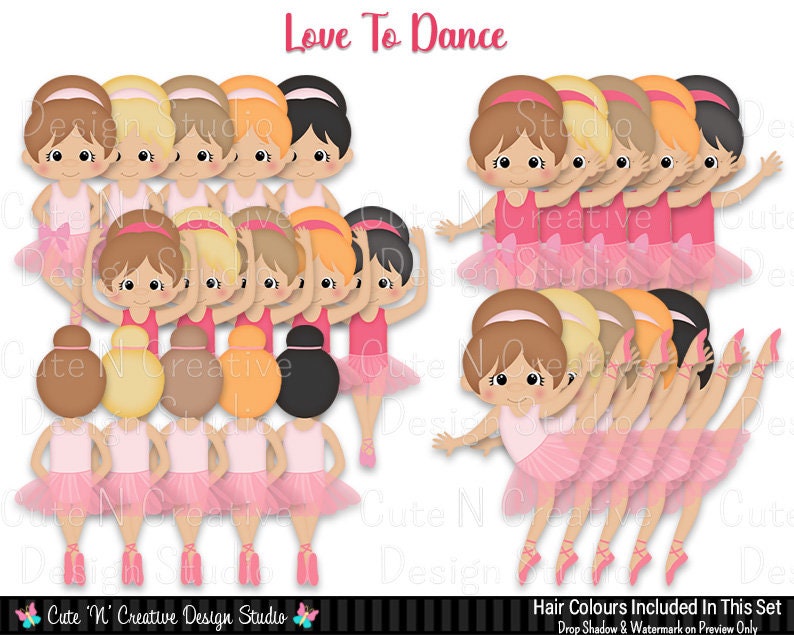 Love to Dance Digital Clip Art Set Graphics Kristi W Designs - Etsy
