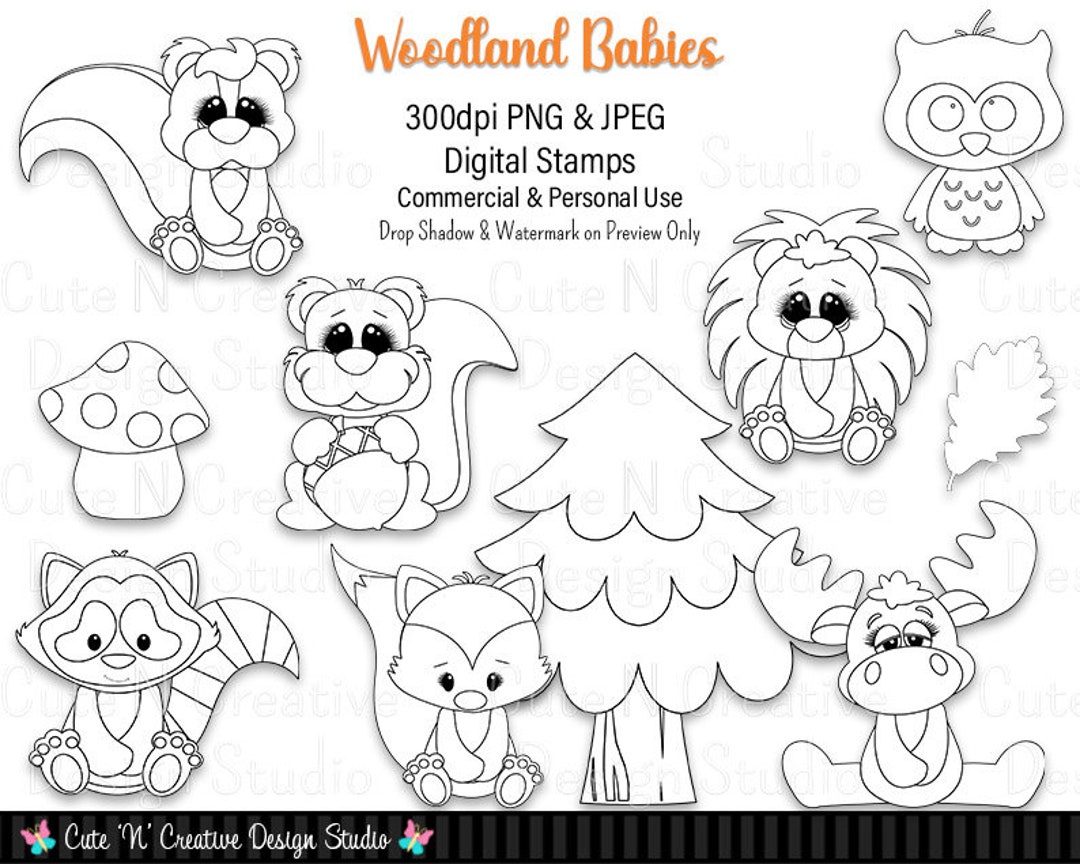 Woodland Babies Digital Stamp Set ~ Graphics Kristi W Designs Personal ...
