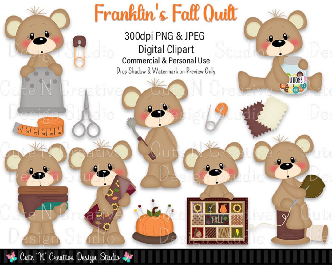 Franklin's Fall Quilt Digital Clip Art Set ~ Graphics Kristi W Designs ...