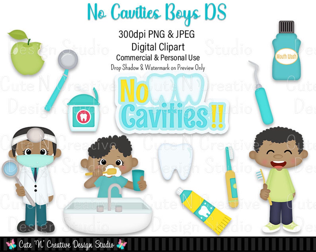 No Cavities Boys DS Digital Clip Art Set ~ Graphics Kristi W Designs ...