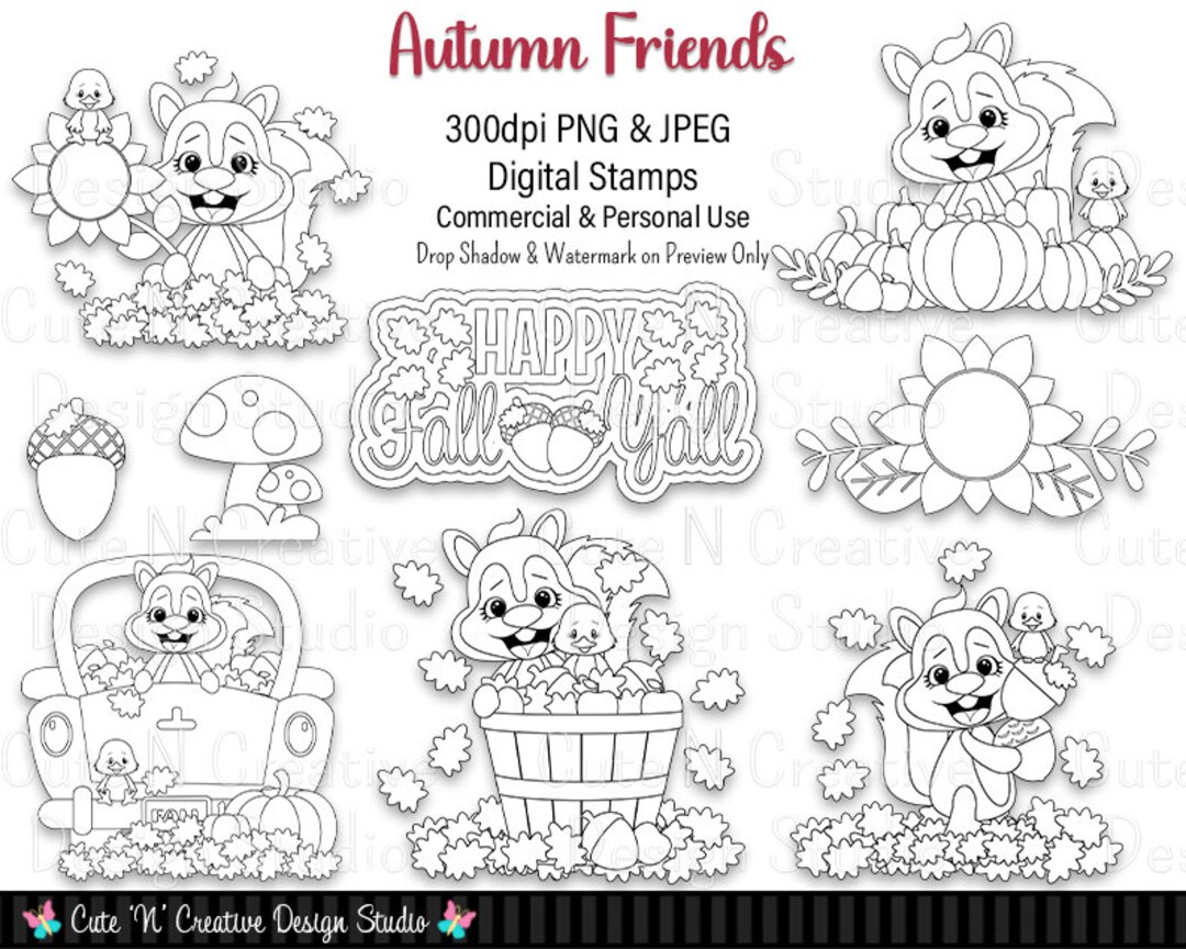 Autumn Friends Digital Stamp Set ~ Graphics Kristi W Designs Personal ...