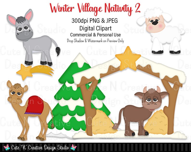 Winter Village Nativity 2 Digital Clip Art Set ~ Graphics Kristi W ...