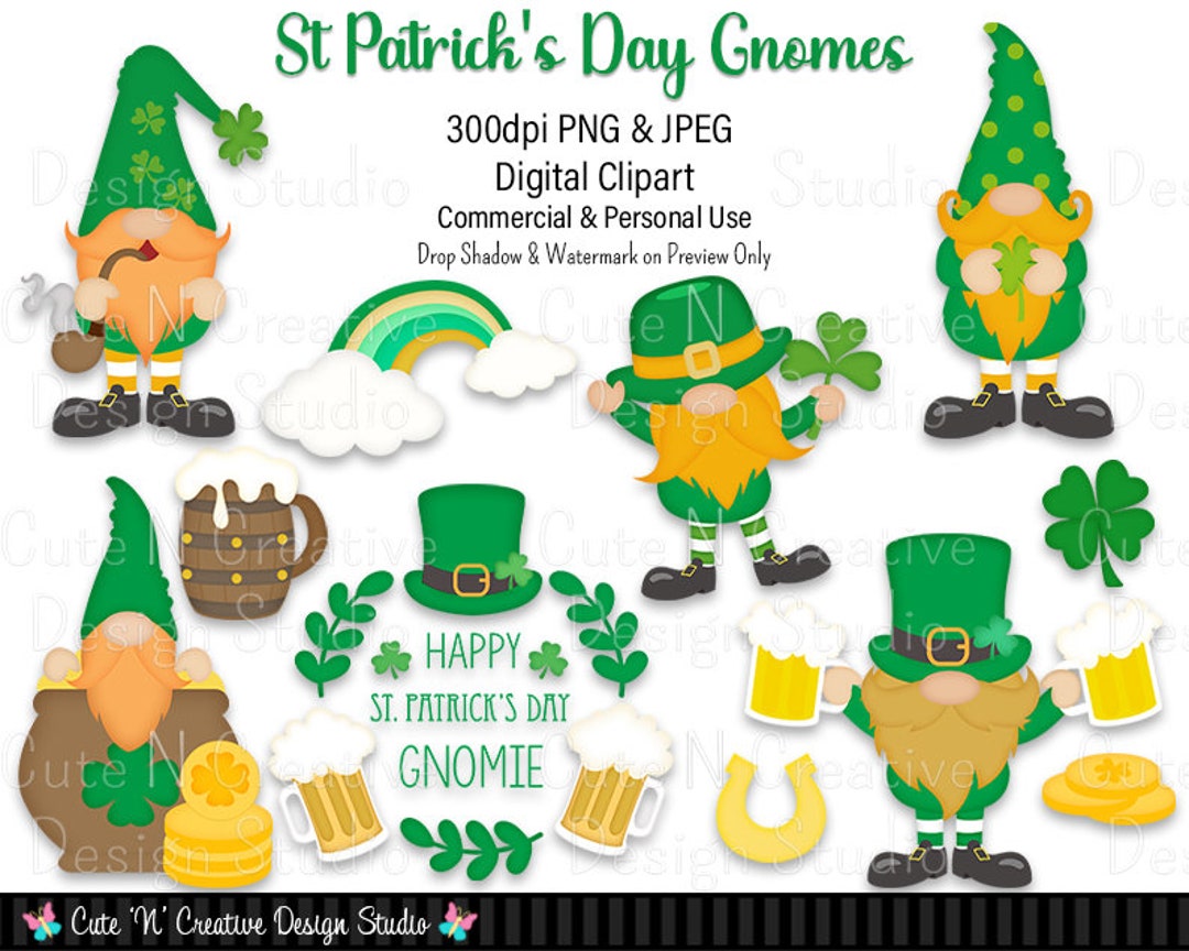 ST. Patrick's Day Gnomes Digital Clip Art Set ~ Graphics Kristi W ...