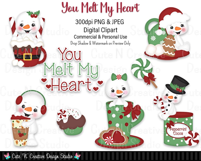 You Melt My Heart Digital Clip Art Set ~ Graphics Kristi W Designs ...
