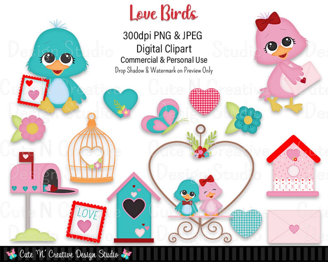 Love Birds Digital Clip Art Set ~ Graphics Kristi W Designs Personal ...