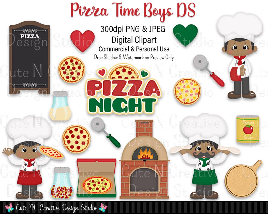 Pizza Time Boys DS Digital Clip Art Set ~ Graphics Kristi W Designs ...