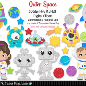 Outer Space Digital Clip Art Set ~ Graphics Kristi W Designs Personal ...