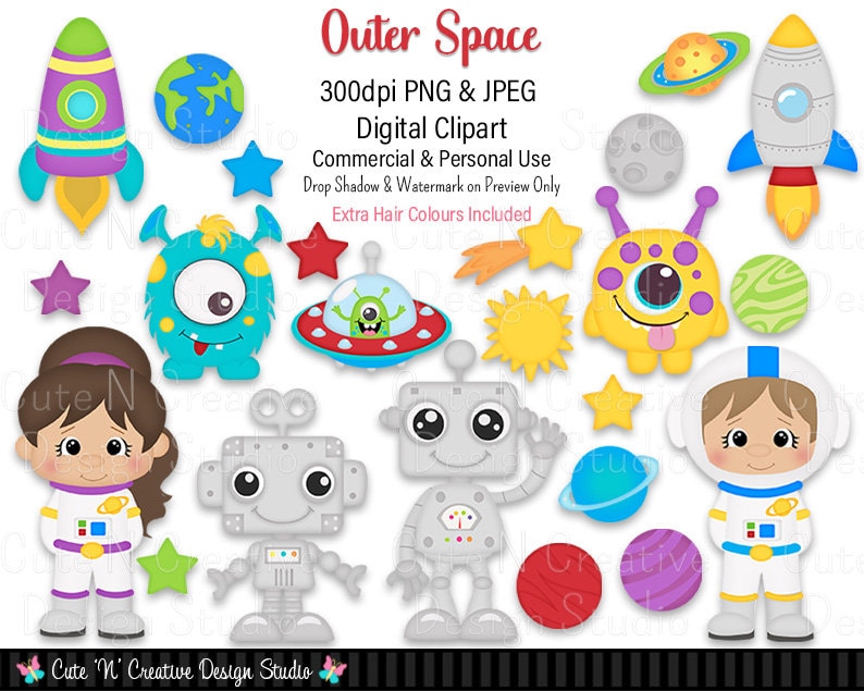 Outer Space Digital Clip Art Set ~ Graphics Kristi W Designs Personal ...