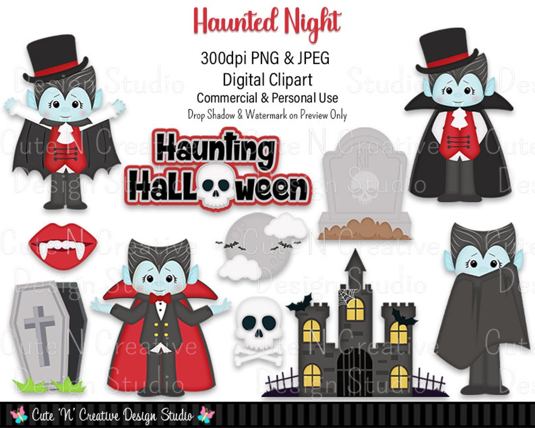 Haunted Night Digital Clip Art Set ~ Graphics Kristi W Designs Personal ...