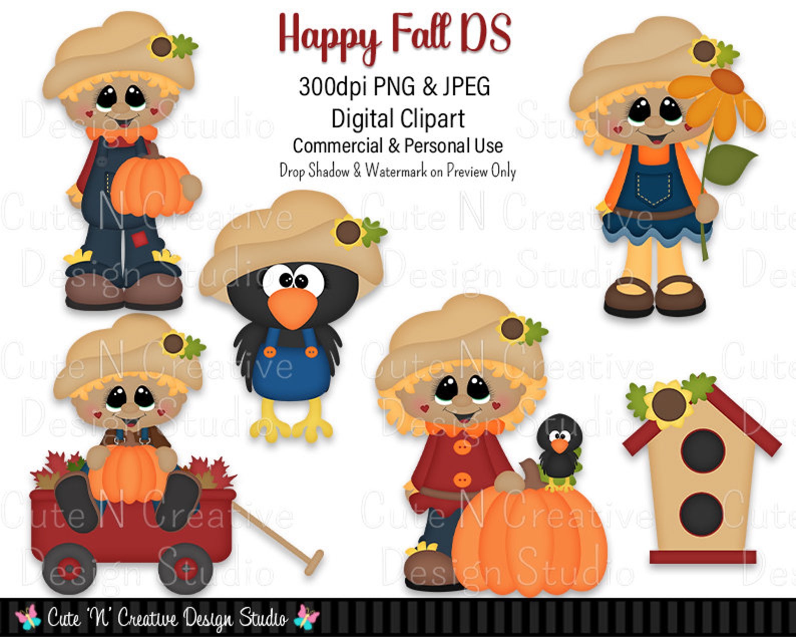 Happy Fall DS Digital Clip Art Set ~ Graphics Kristi W Designs Personal ...