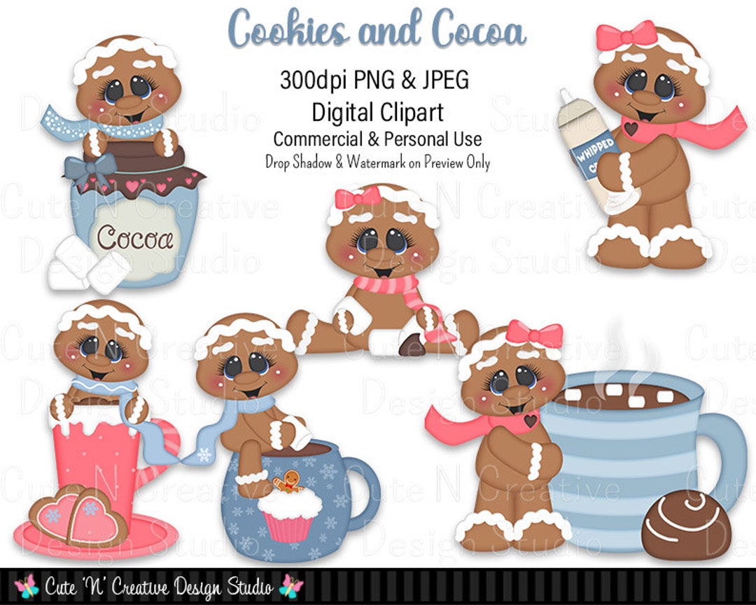 Cookies and Cocoa Digital Clip Art Set ~ Graphics Kristi W Designs ...