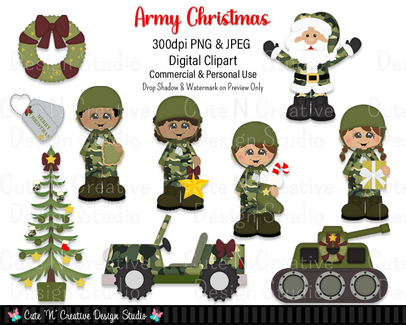 Army Christmas Digital Clip Art Set ~ Graphics Kristi W Designs ...