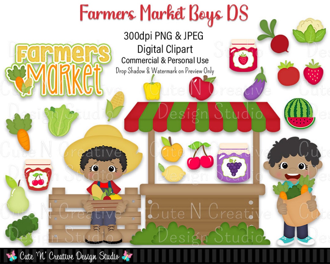 Farmers Market Boys DS Digital Clip Art Set ~ Graphics Kristi W Designs ...