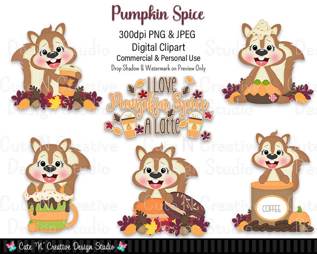 Pumpkin Spice Digital Clip Art Set ~ Graphics Kristi W Designs Personal ...