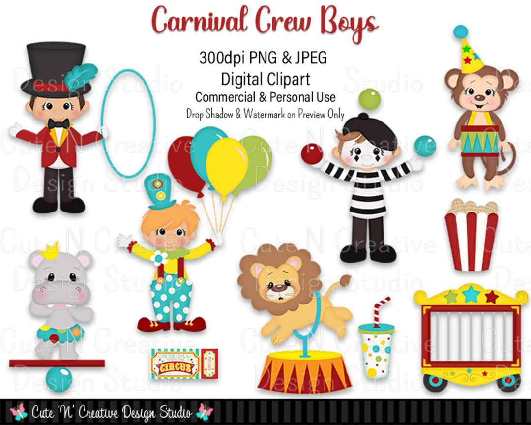 Carnival Crew Boys Digital Clip Art Set ~ Graphics Kristi W Designs ...