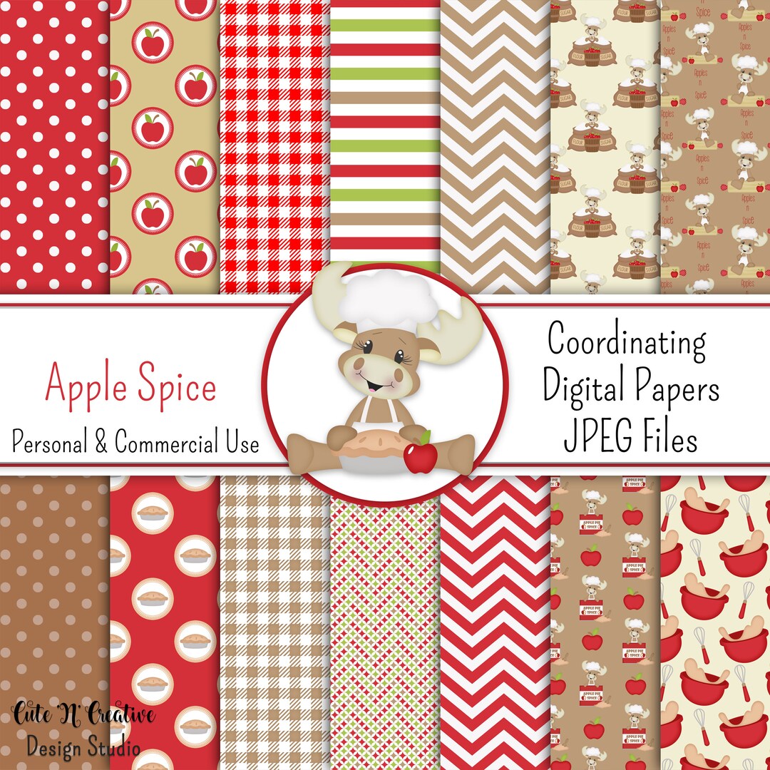 Apple Spice Coordinating Digital Paper Pack ~ Graphics Kristi W Designs ...