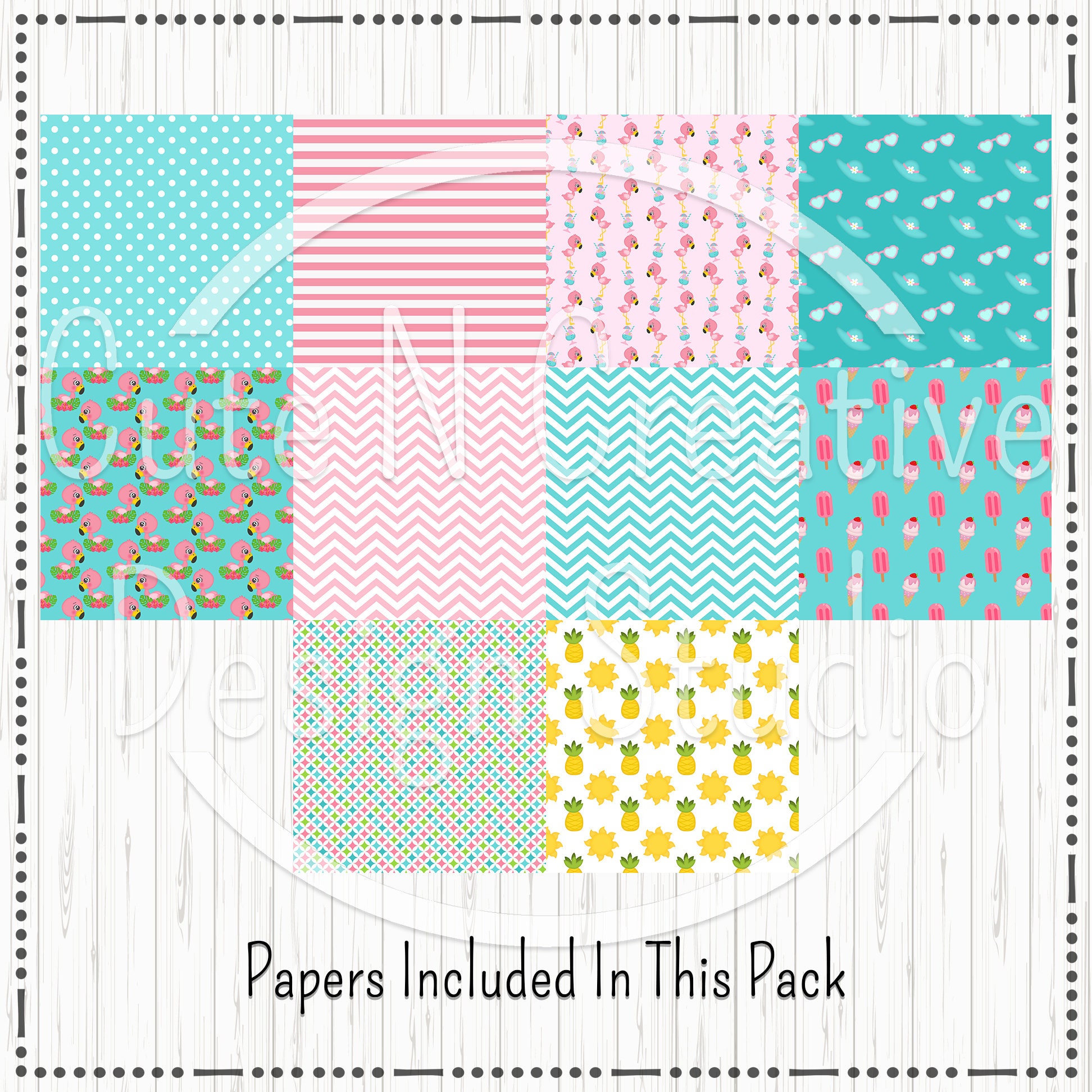 Flamingo Summer Coordinating Digital Paper Pack ~ Graphics Kristi W ...