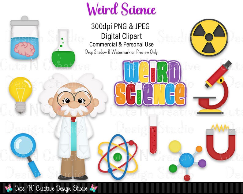 Weird Science Digital Clip Art Set ~ Graphics Kristi W Designs Personal ...