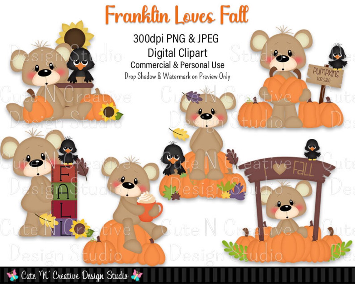 Franklin Loves Fall Digital Clip Art Set ~ Graphics Kristi W Designs ...