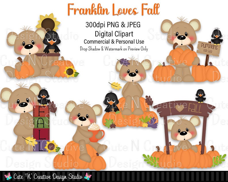 Franklin Loves Fall Digital Clip Art Set ~ Graphics Kristi W Designs ...