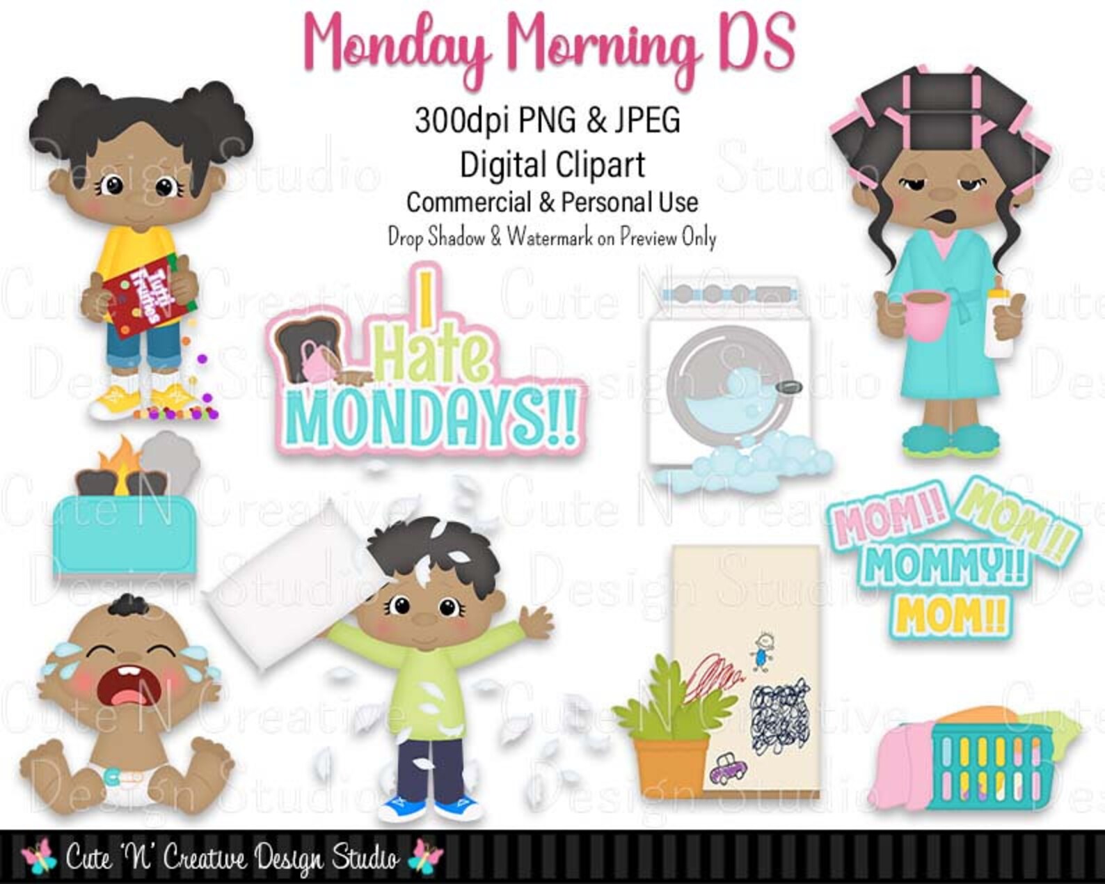 Monday Morning DS Digital Clip Art Set ~ Graphics Kristi W Designs ...