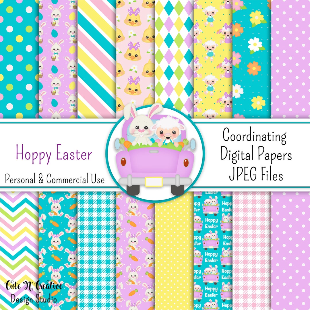 Hoppy Easter Coordinating Digital Paper Pack ~ Graphics Kristi W ...