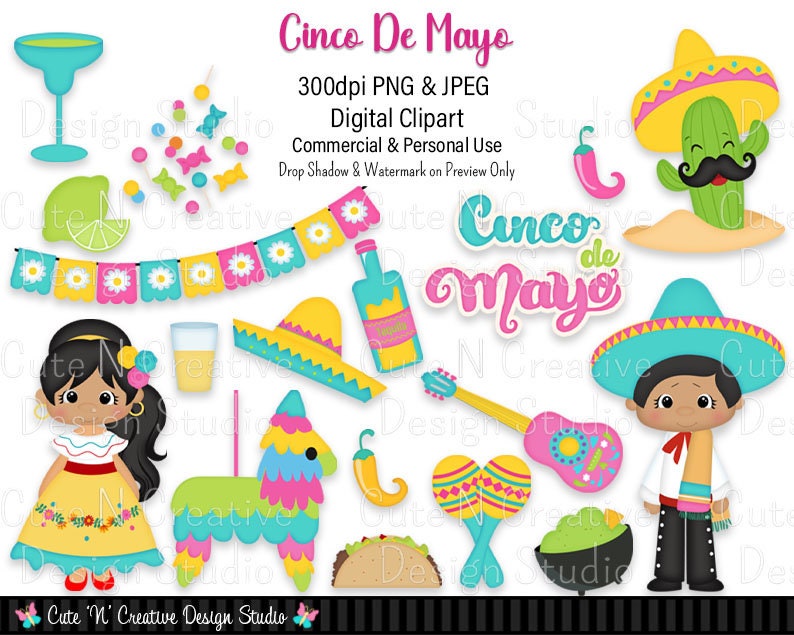 Cinco De Mayo Digital Clip Art Set ~ Graphics Kristi W Designs Personal ...