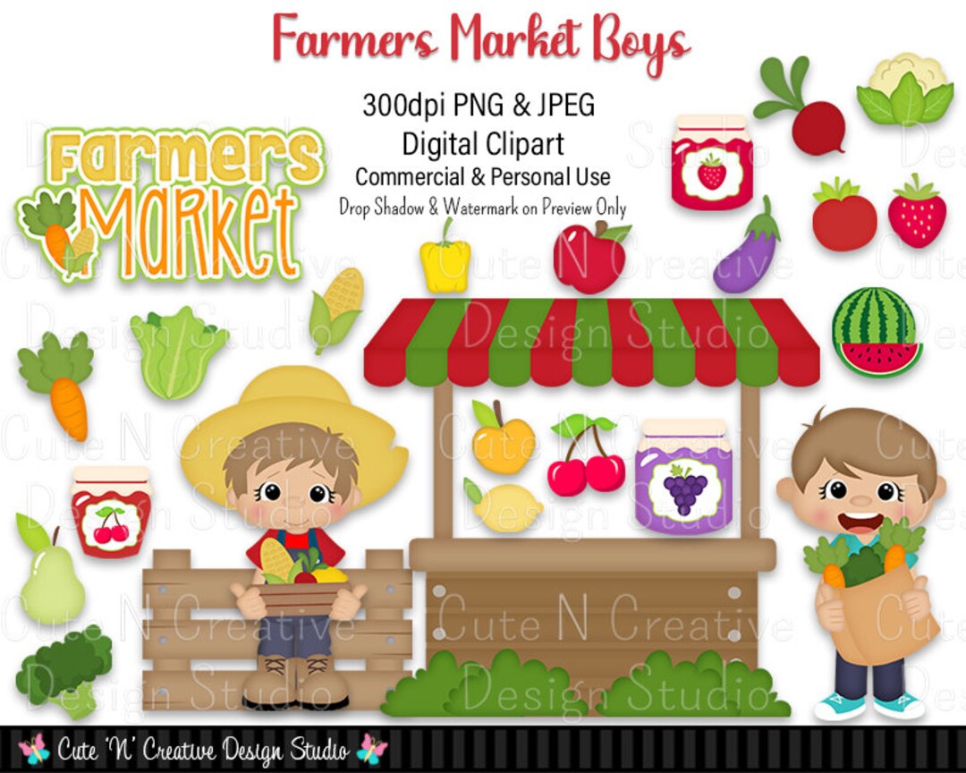Farmers Market Boys Digital Clip Art Set ~ Graphics Kristi W Designs ...