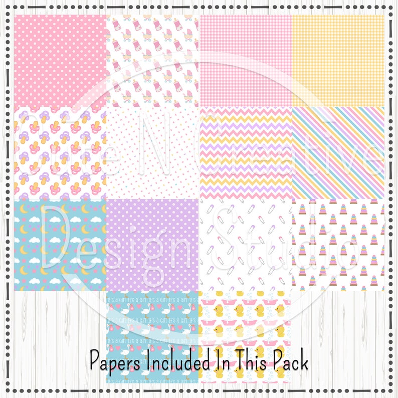 It's a Girl Coordinating Digital Paper Pack ~ Graphics Kristi W Designs ...