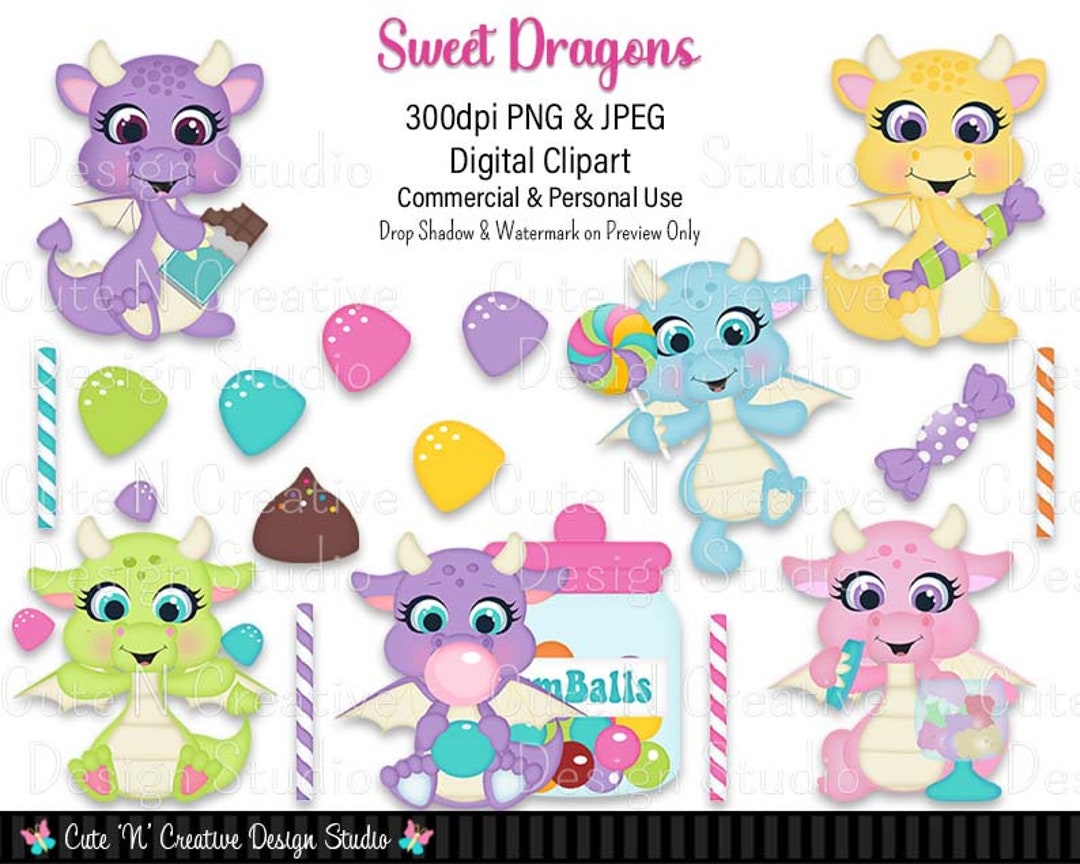 Sweet Dragons Digital Clip Art Set ~ Graphics Kristi W Designs Personal ...