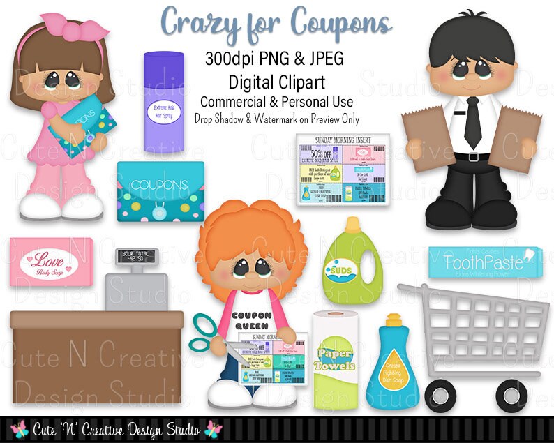Crazy for Coupons Digital Clip Art Set Graphics Kristi W - Etsy