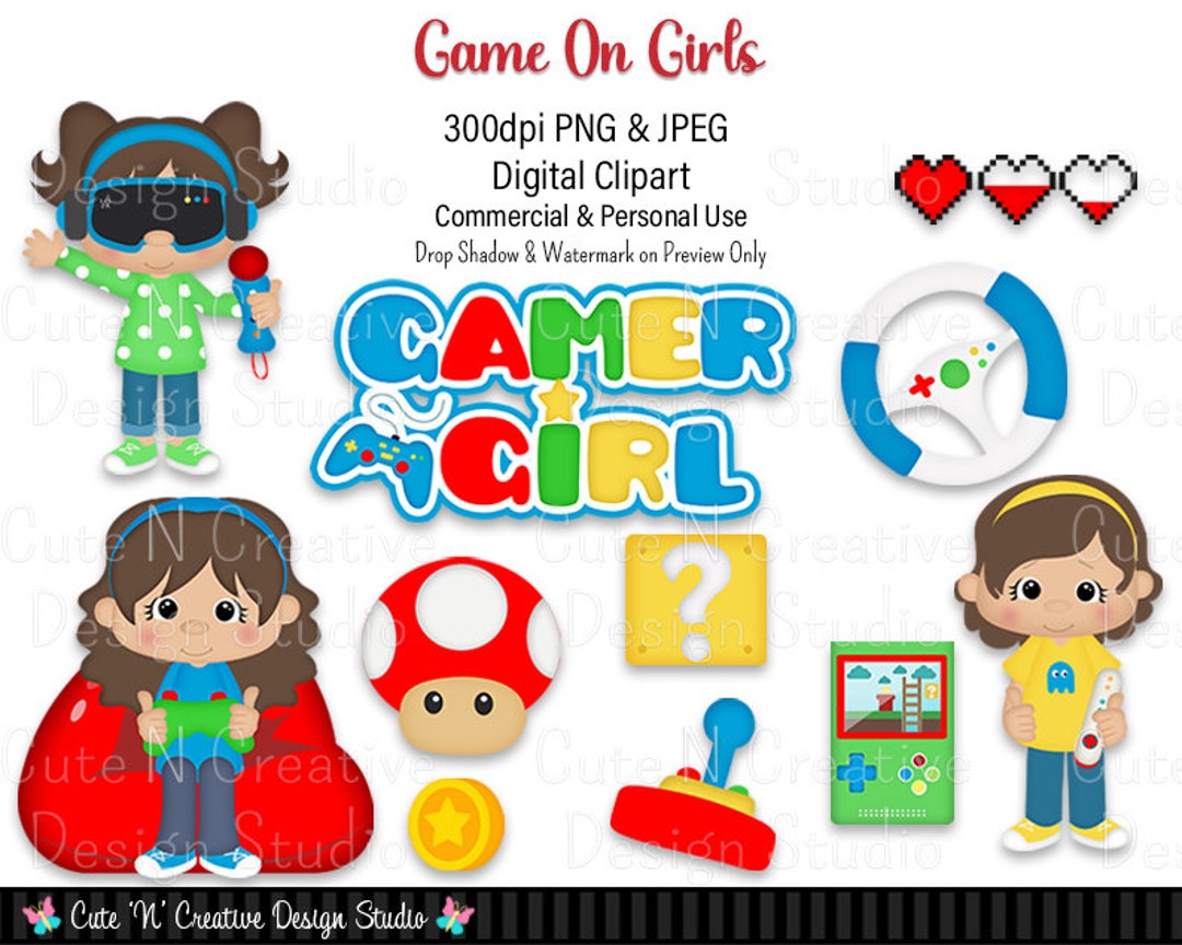 Game on Girls Digital Clip Art Set ~ Graphics Kristi W Designs Personal ...