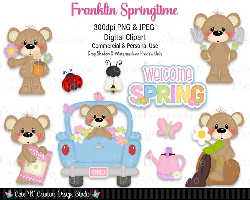 Franklin Springtime Digital Clip Art Set Graphics Kristi W Designs ...