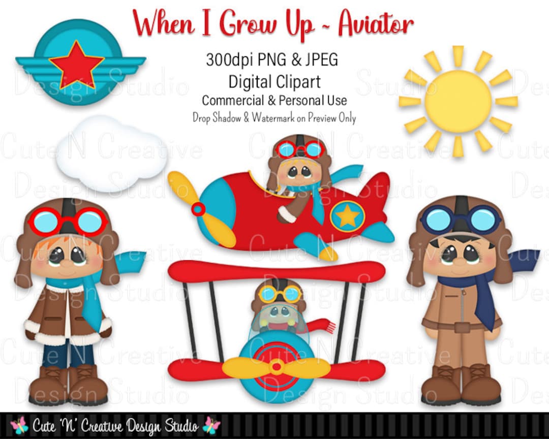 When I Grow up Aviator Digital Clip Art Set ~ Graphics Kristi W Designs ...