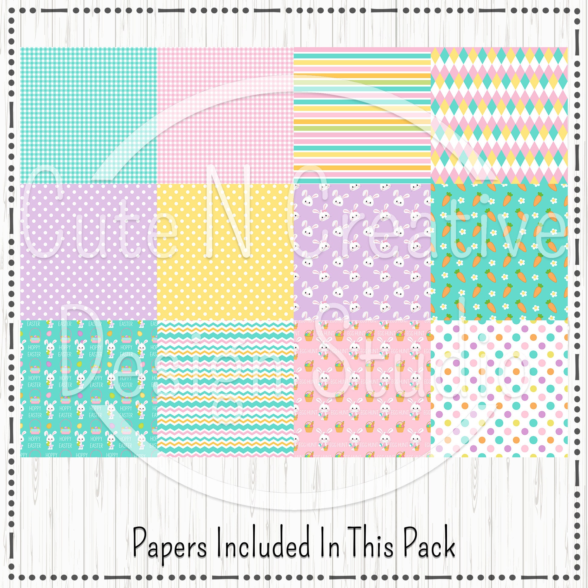 Easter Bunny Coordinating Digital Paper Pack ~ Graphics Kristi W ...