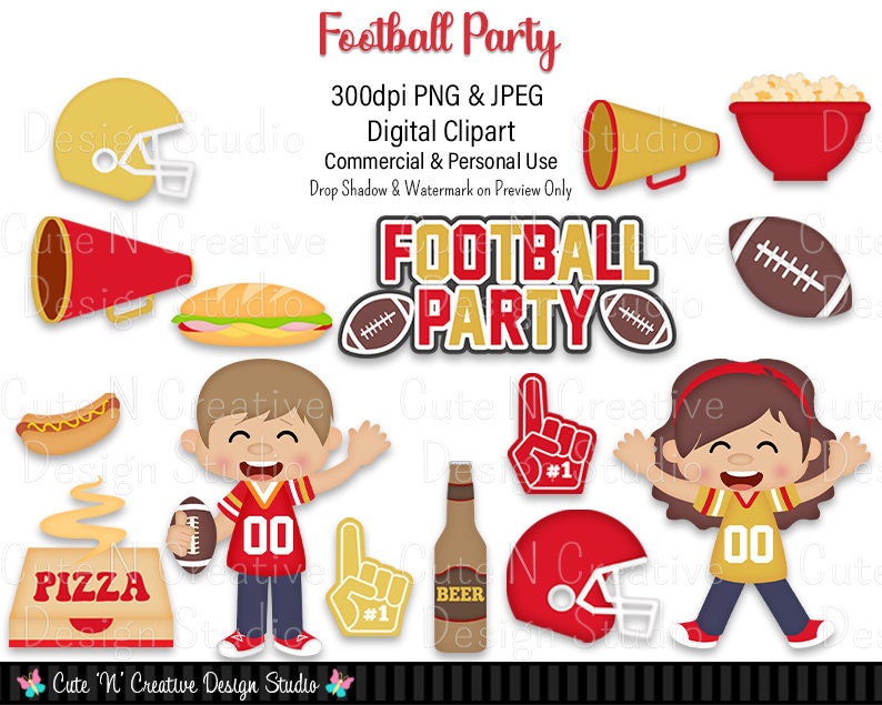 Football Party Digital Clip Art Set ~ Graphics Kristi W Designs ...
