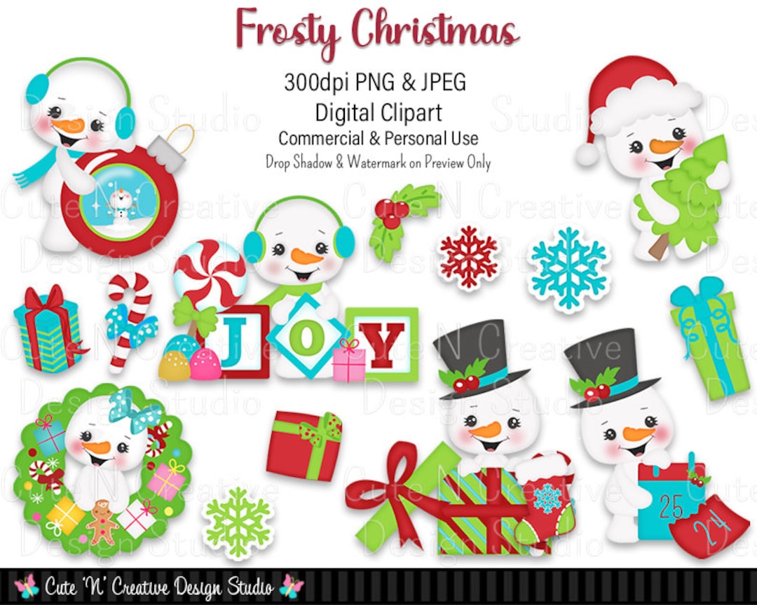 Frosty Christmas Digital Clip Art Set ~ Graphics Kristi W Designs ...