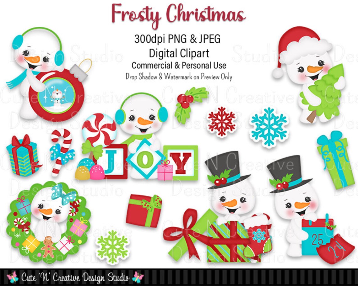 Frosty Christmas Digital Clip Art Set ~ Graphics Kristi W Designs ...