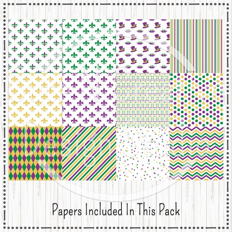 Mardi Gras Babies Coordinating Digital Paper Pack Graphics Kristi W ...