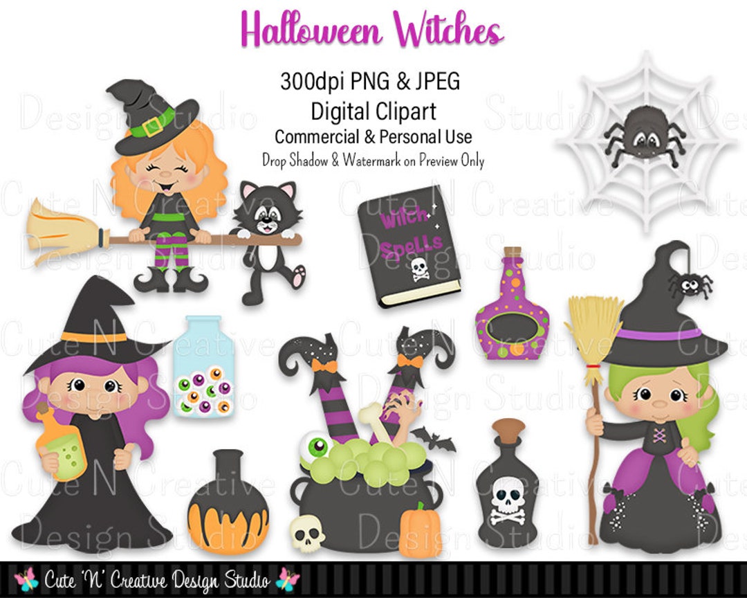 Halloween Witches Digital Clip Art Set ~ Graphics Kristi W Designs ...