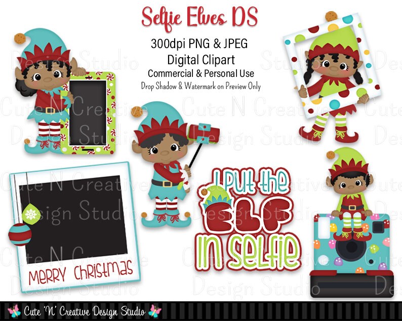 Selfie Elves DS Digital Clip Art Set Graphics Kristi W Designs Personal ...