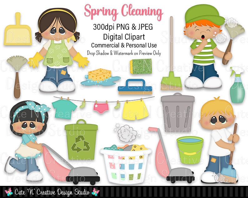 Spring Cleaning Digital Clip Art Set ~ Graphics Kristi W Designs ...
