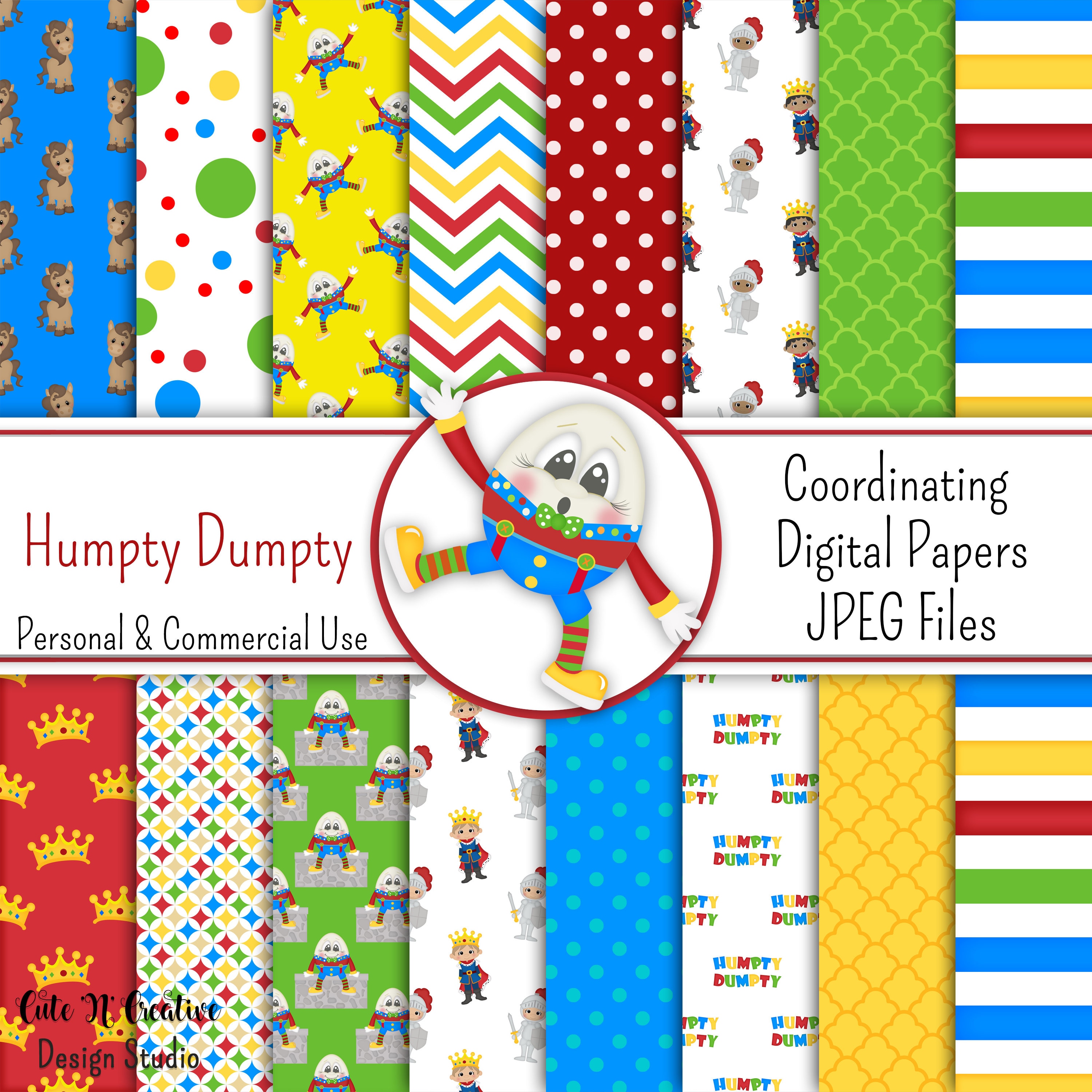 Humpty Dumpty Coordinating Digital Paper Pack ~ Graphics Kristi W ...