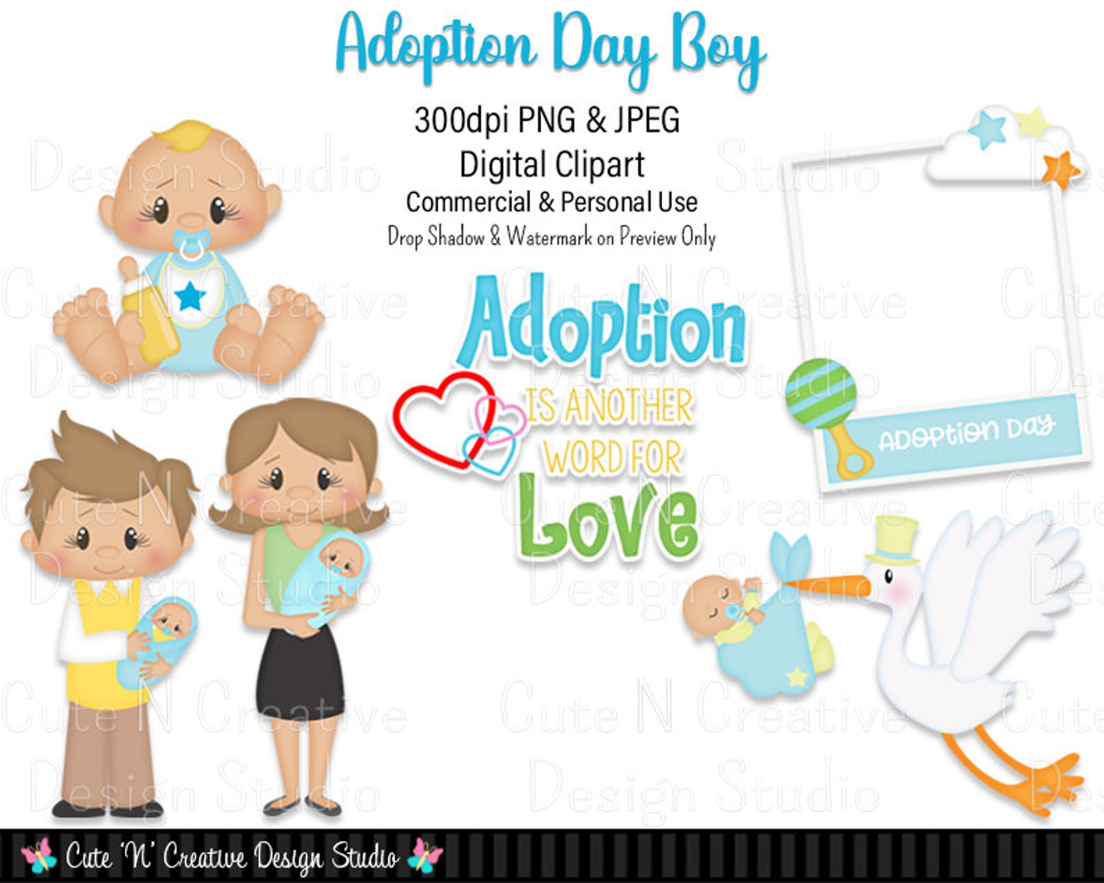 Adoption Day Boy Digital Clip Art Set ~ Graphics Kristi W Designs ...